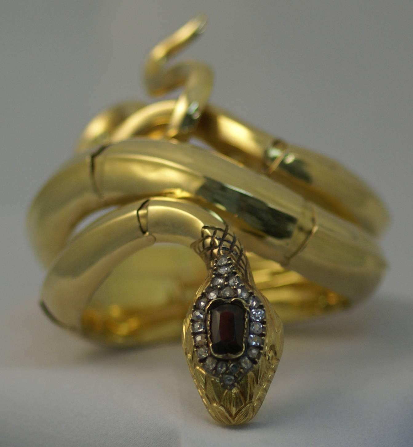 Flexible Victorian Snake Gold Bracelet For Sale at 1stdibs