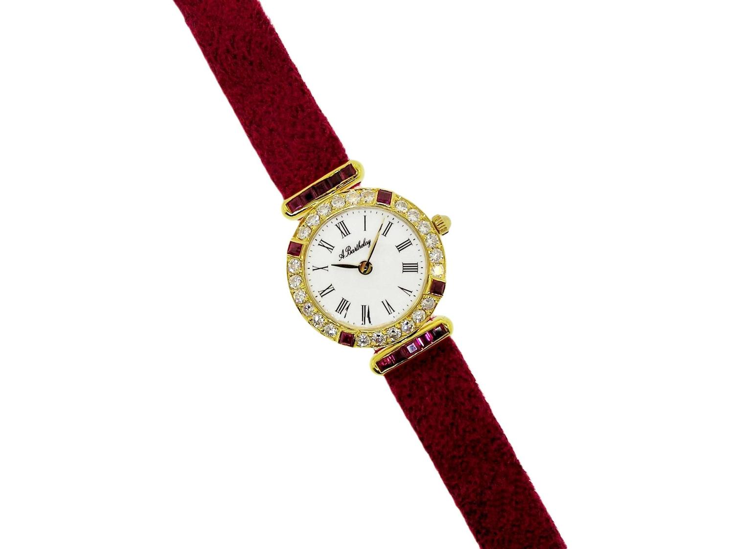 Alexis Barthelay Lady's Yellow Gold Diamond Ruby Quartz Wristwatch at ...