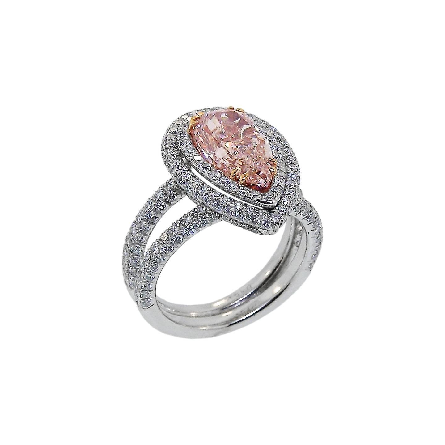 Stunning Pink Diamond Platinum Ring﻿ For Sale at 1stdibs