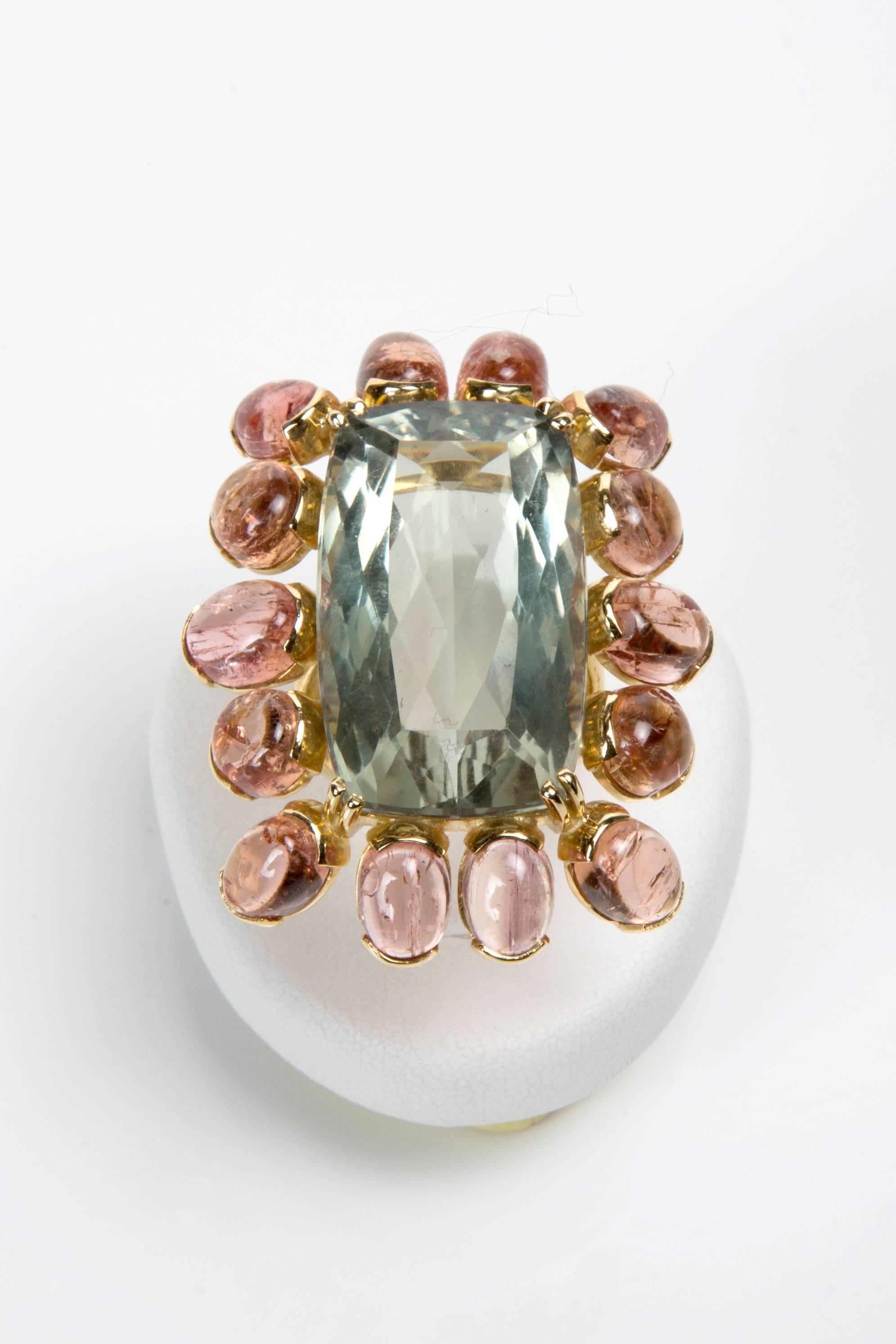 Green Beryl Topaz gold Ring For Sale at 1stDibs