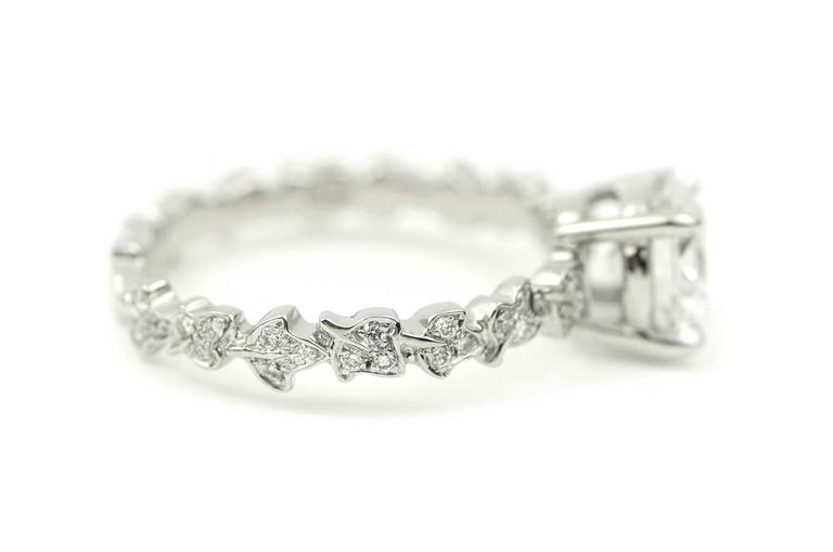 Diamond Platinum Leaf Ring at 1stDibs