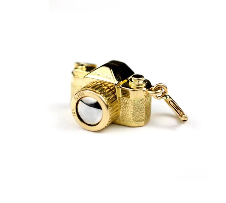 Julius Cohen Gold and Platinum Vintage Camera Charm Necklace For Sale ...