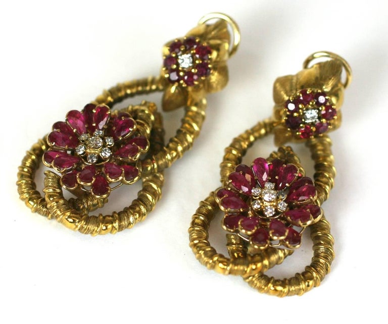 Elegant Ruby and Diamond Earrings For Sale at 1stDibs
