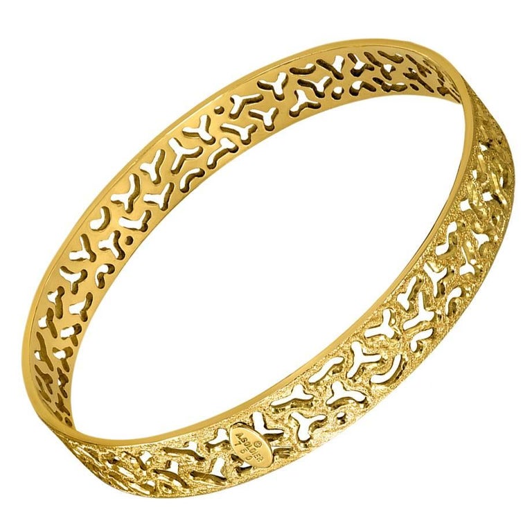 Gold Textured Bangle Bracelet One of a Kind For Sale at 1stDibs
