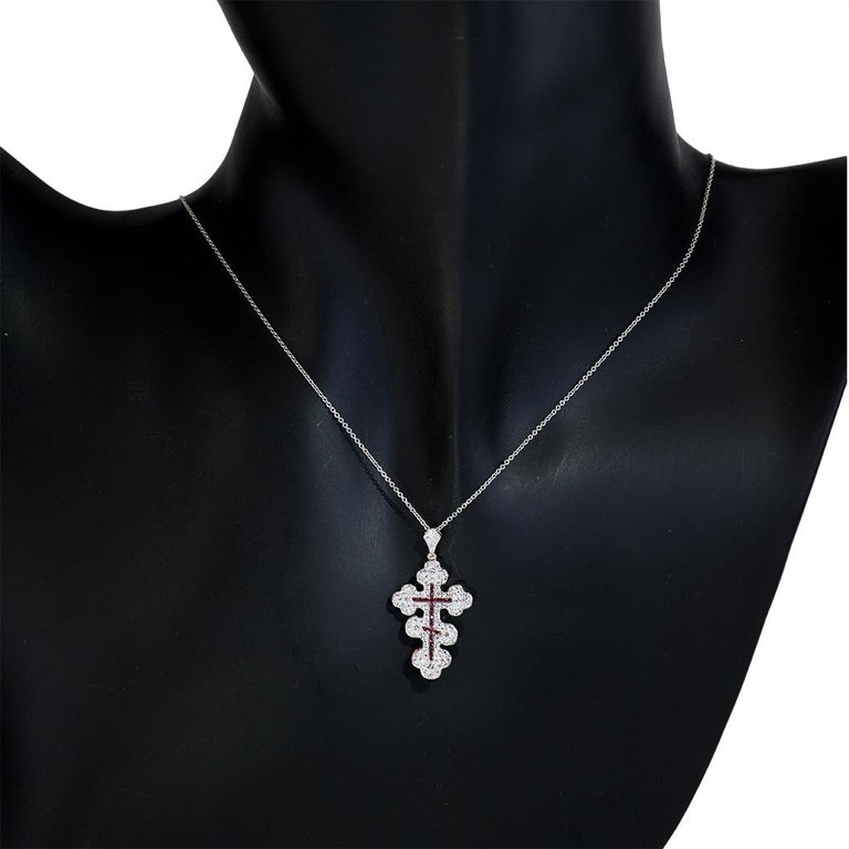 Alex Soldier Ruby Diamond Gold Greek Orthodox Cross Pendant One of a ...