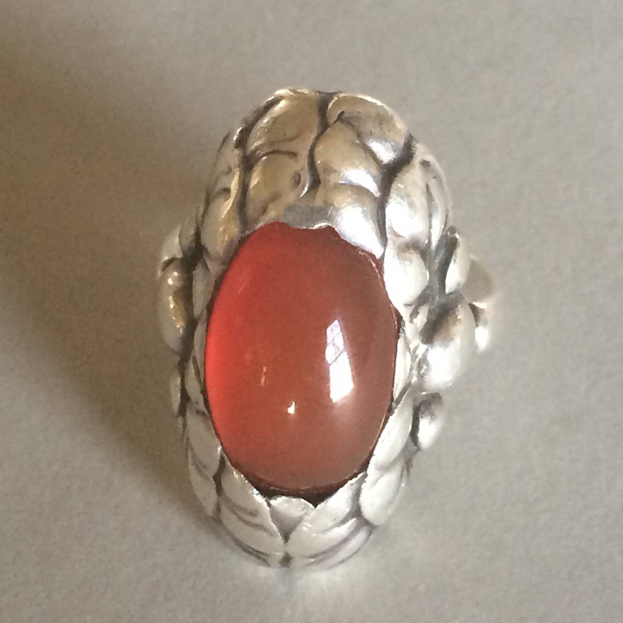 Georg Jensen Ring No. 11 With Carnelian at 1stDibs