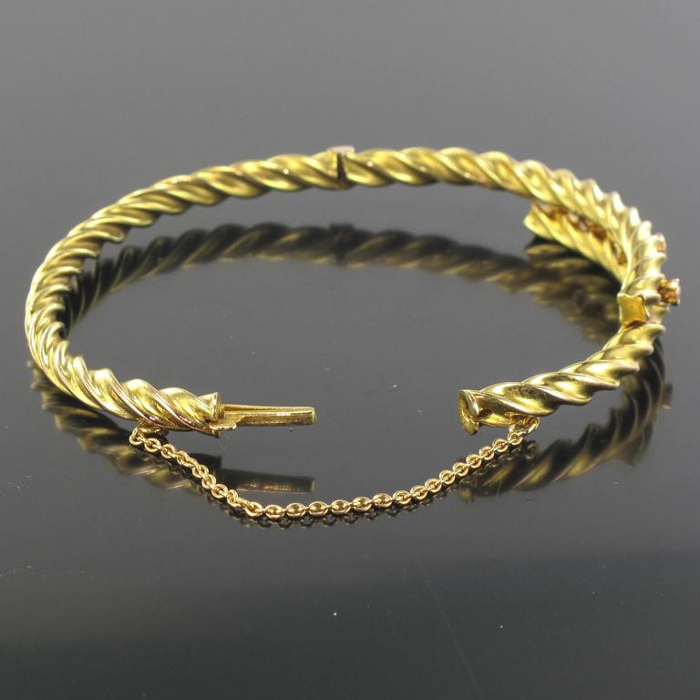 Antique Twisted Gold and Fine Pearl Bangle Bracelet at 1stDibs ...