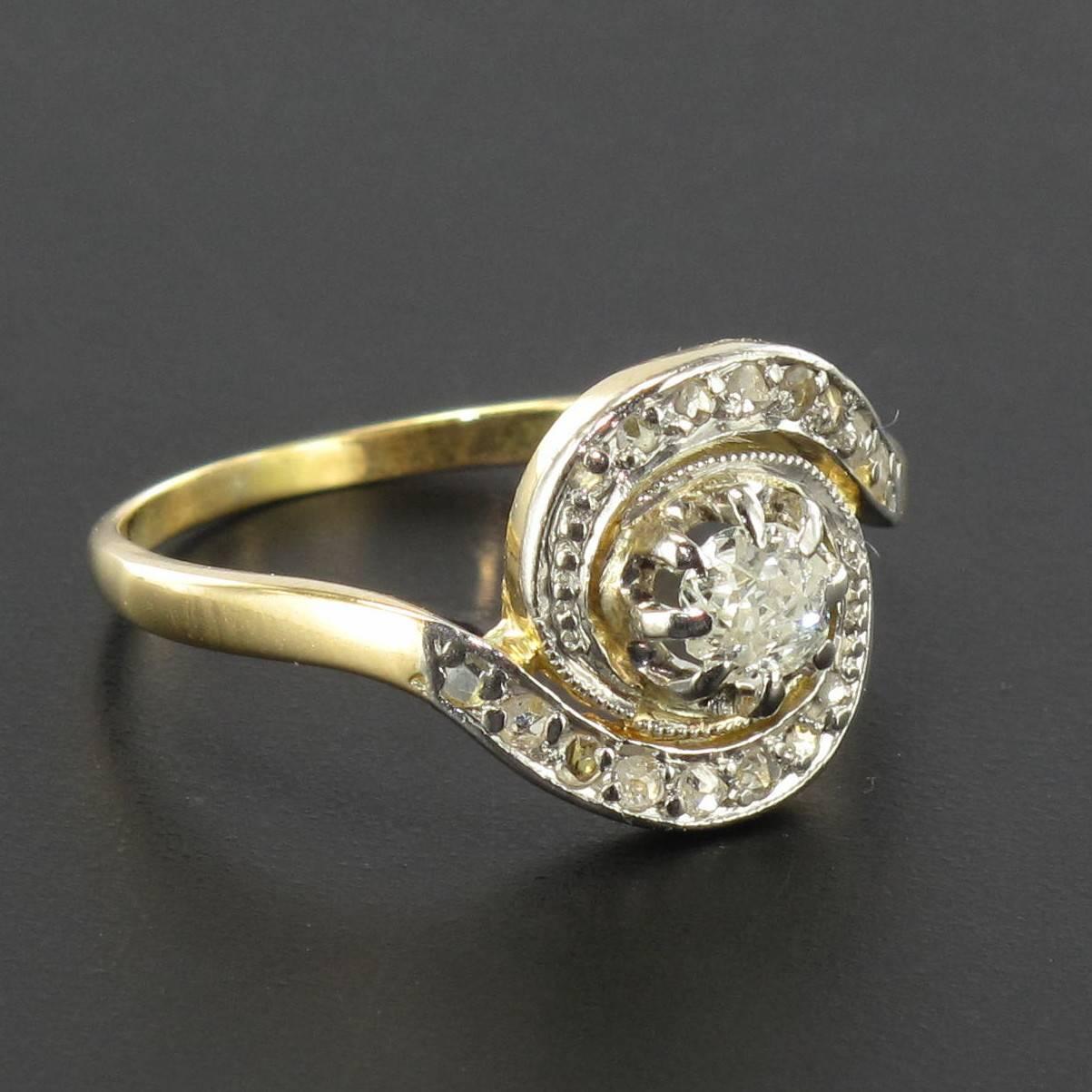 1920s French Diamond Gold Platinum Spiral Ring at 1stDibs | spiral ...