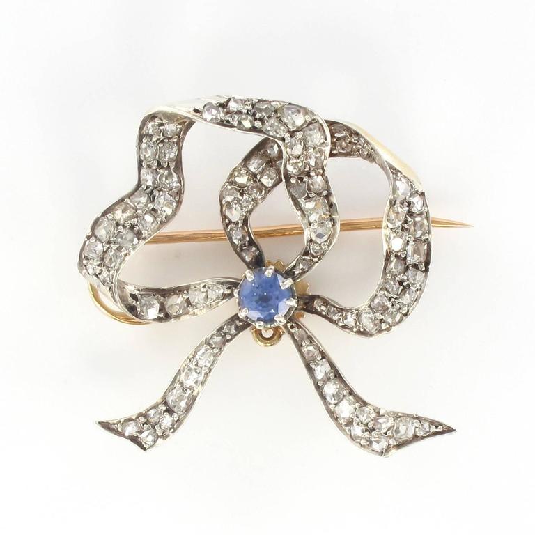 Pair of Antique Sapphire Diamond Brooches at 1stDibs | diamond brooches ...