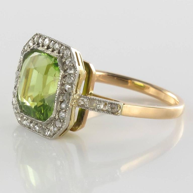 1930s Art deco Peridot and Diamond Ring at 1stDibs | art deco peridot ...