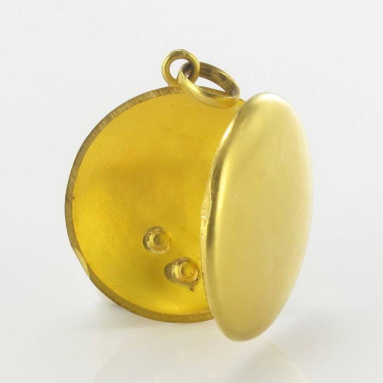 1900s Satin Gold Ruby and Fine pearl Medallion Locket Pendant at ...