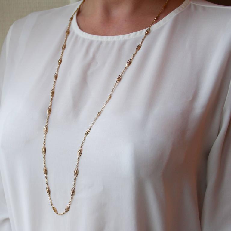 French 1920s Antique Gold Spindle Link Chain Necklace at 1stDibs ...