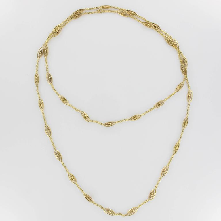 French 1920s Antique Gold Spindle Link Chain Necklace at 1stDibs ...