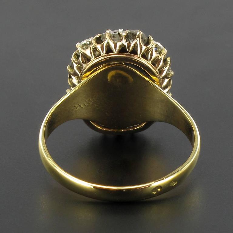 French Napoleon III Agate Cameo and Diamond Cluster Ring at 1stDibs