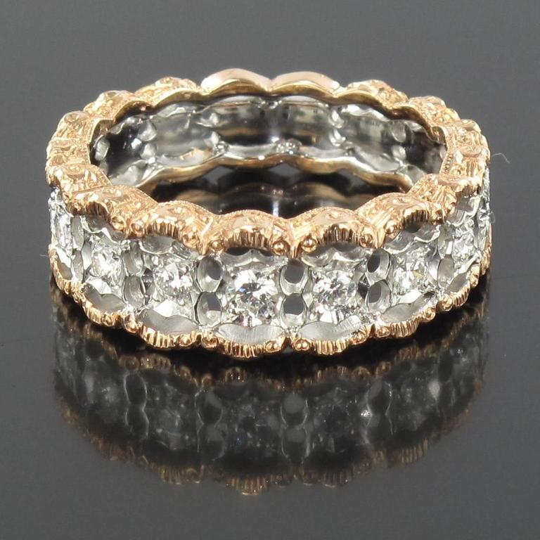 Diamond Two Color Gold Filigree Ring For Sale at 1stdibs