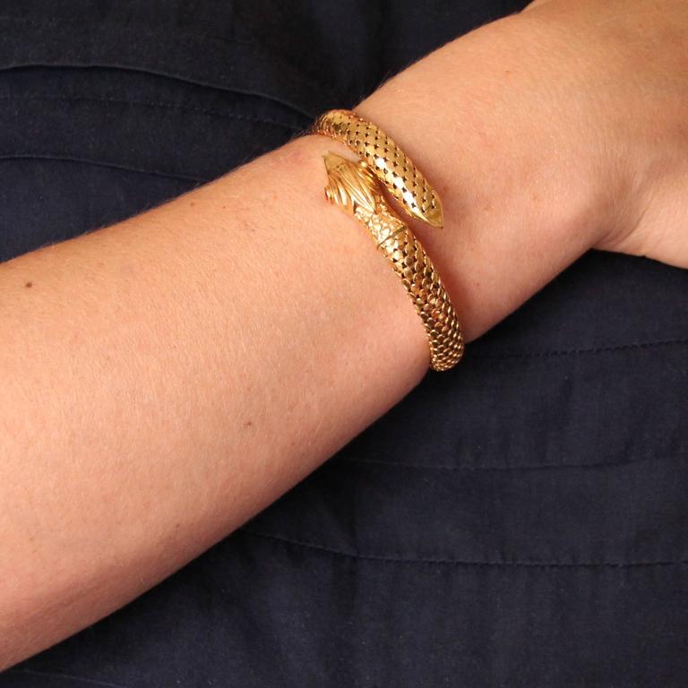 Gold Snake Bangle Bracelet at 1stDibs