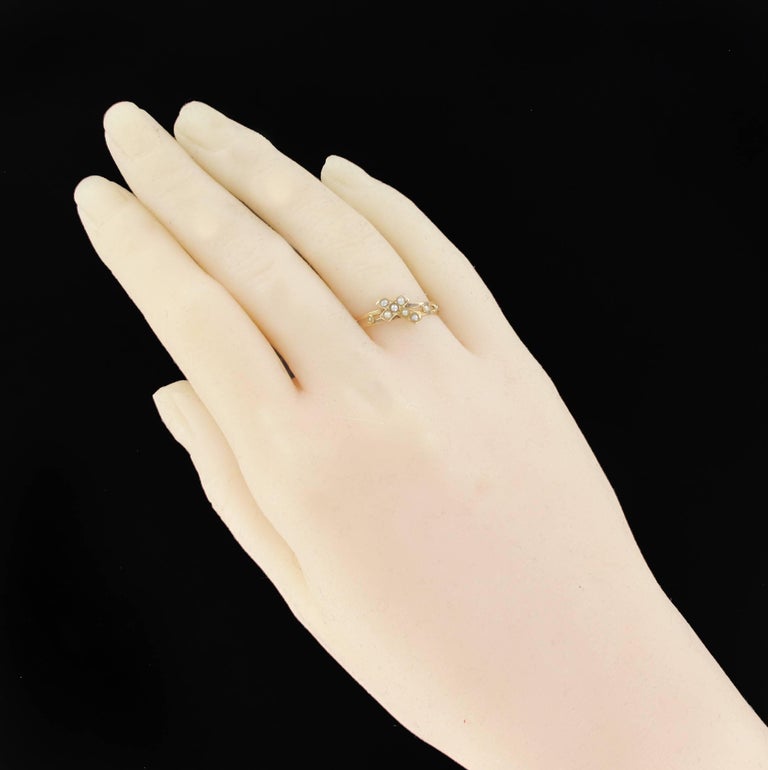 French Antique 18 Karat Rose Gold Natural Pearl Dizain Prayer Ring at ...