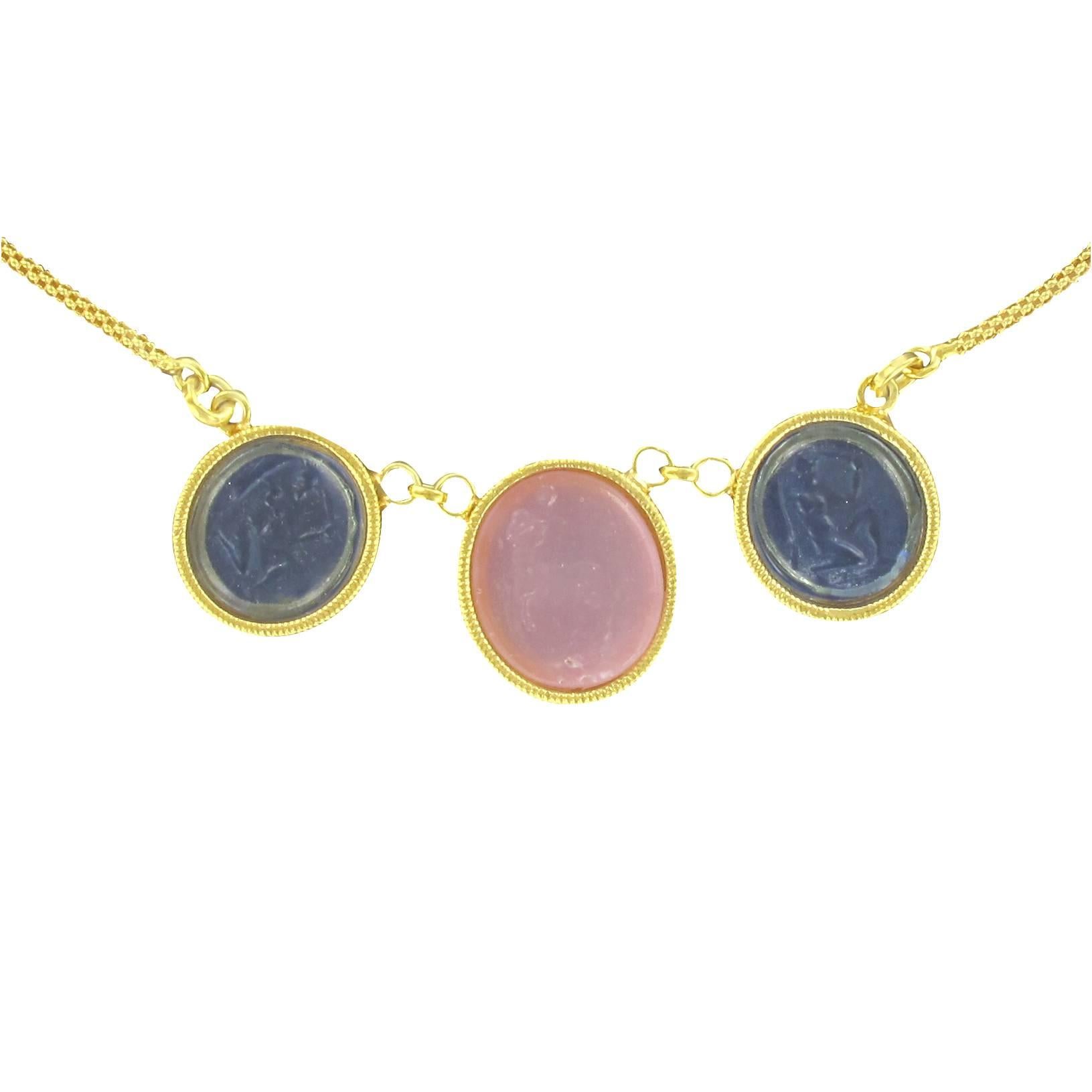 Marcello Fontana Etruscan Style Vermeil Silver Yellow Gold Necklace at ...