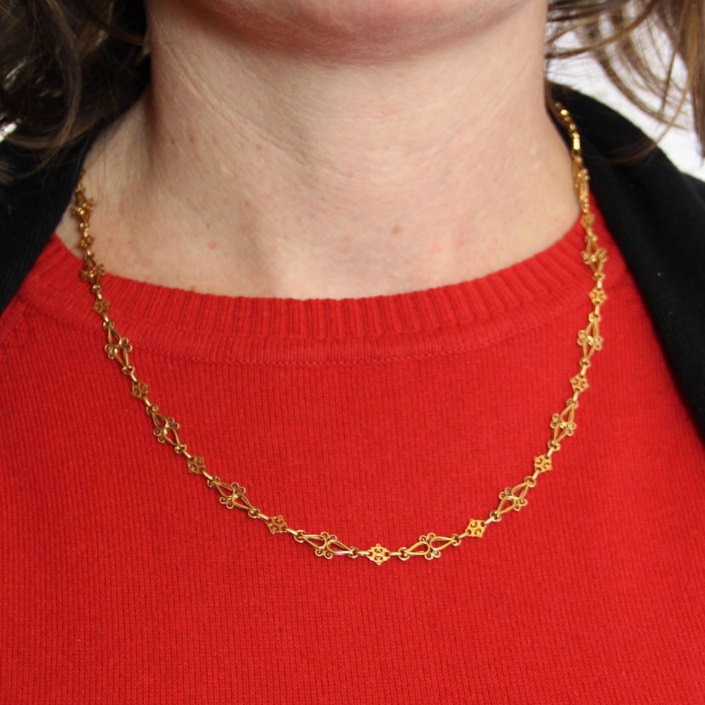 French Napoleon III Worked Mesh Gold Chain Necklace at 1stDibs | mesh ...