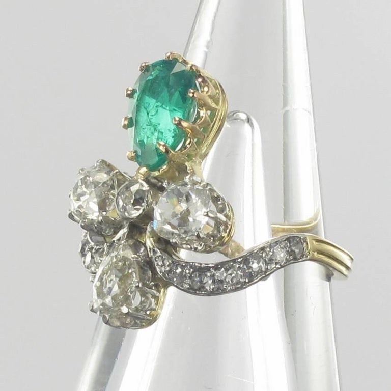 French Napoleon 3 1850s Emerald Diamond Duchess Ring at 1stDibs ...