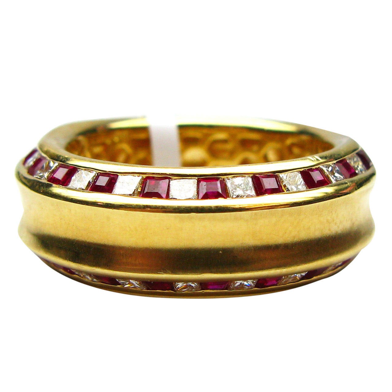 Kurt Wayne Emerald Diamond Gold Band Ring For Sale at 1stDibs