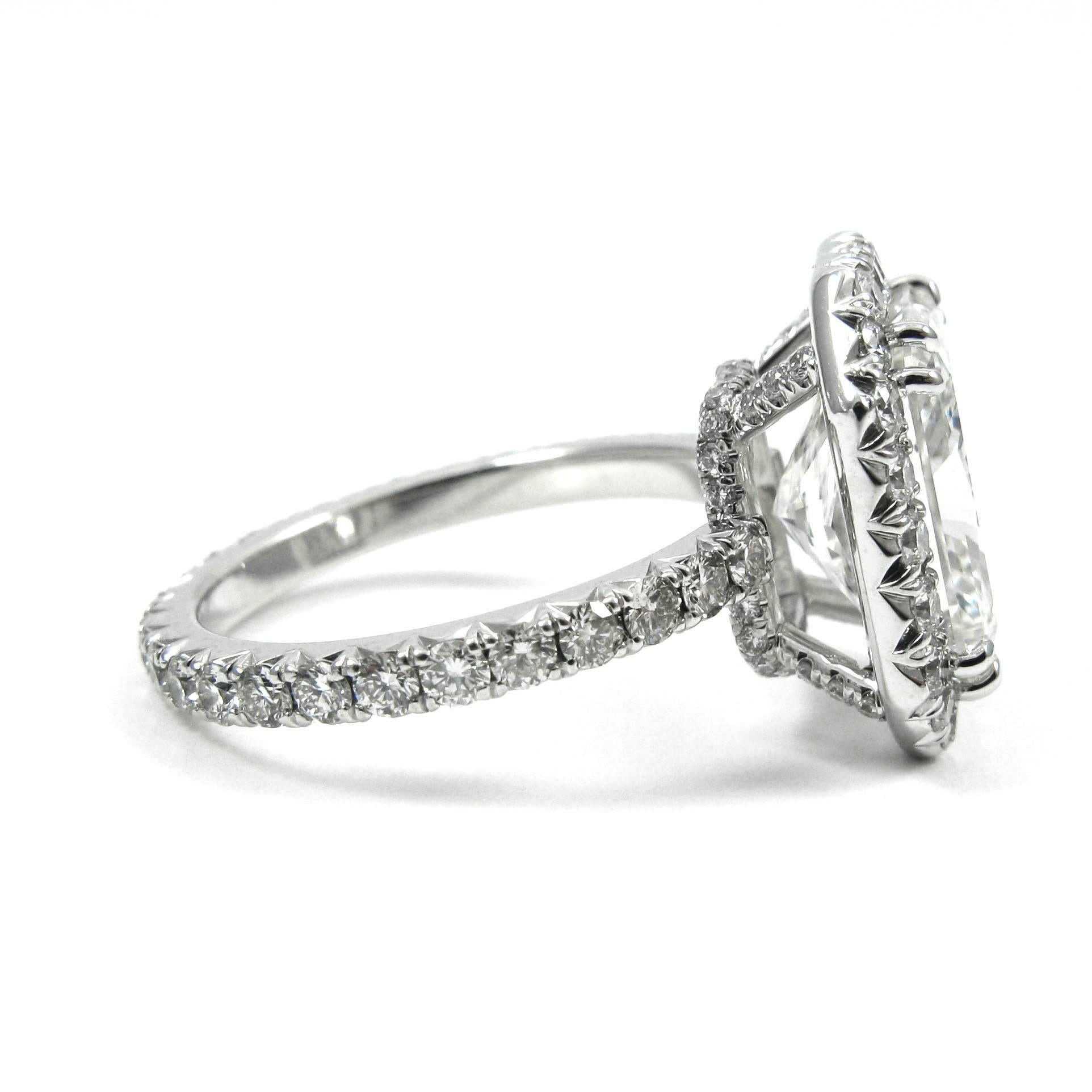 GIA Certified 4.04 Carat Radiant Cut Diamond Pave Halo Engagement Ring ...