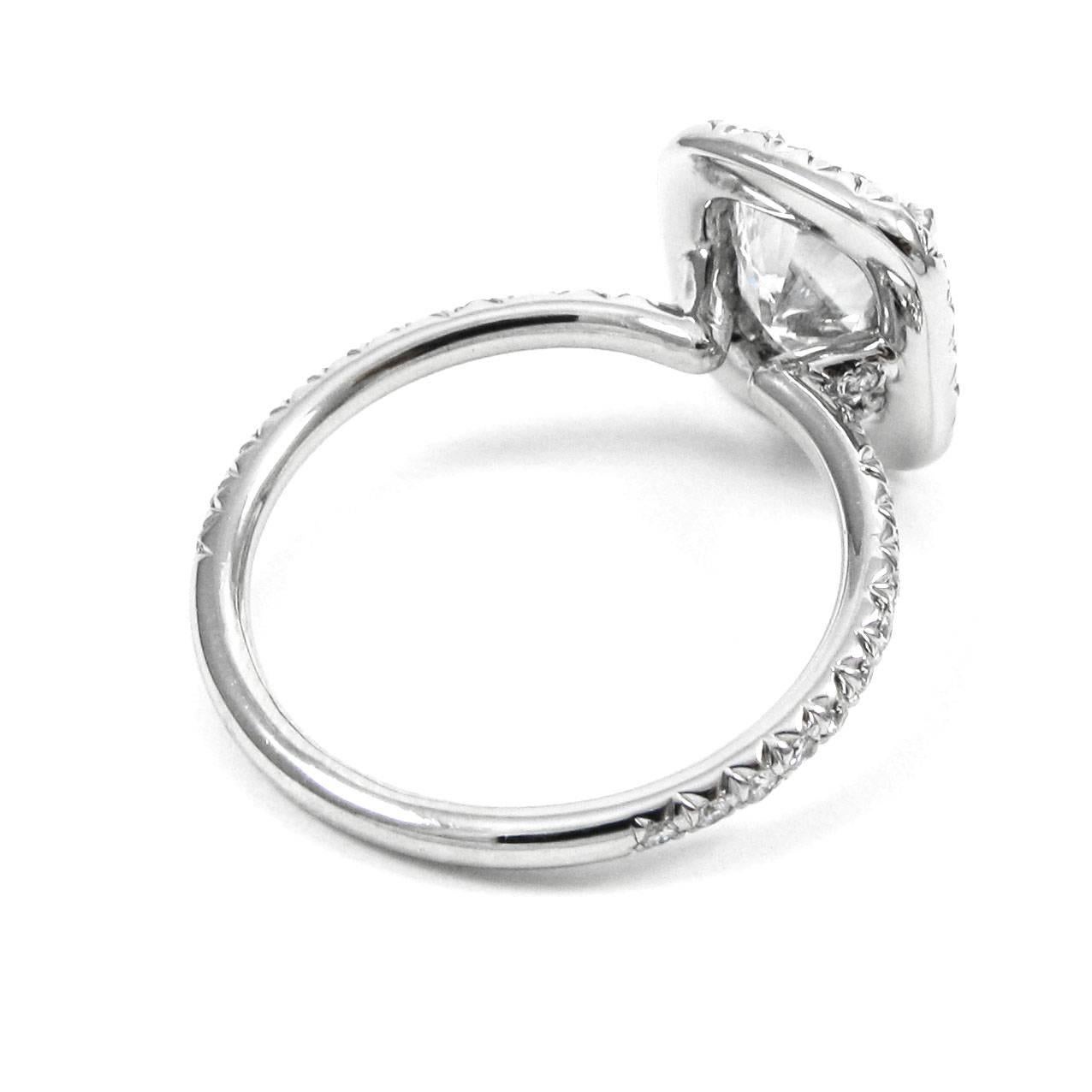 GIA Certified 1.80 Carat Radiant Cut Pave Halo Frame Platinum Ring at ...