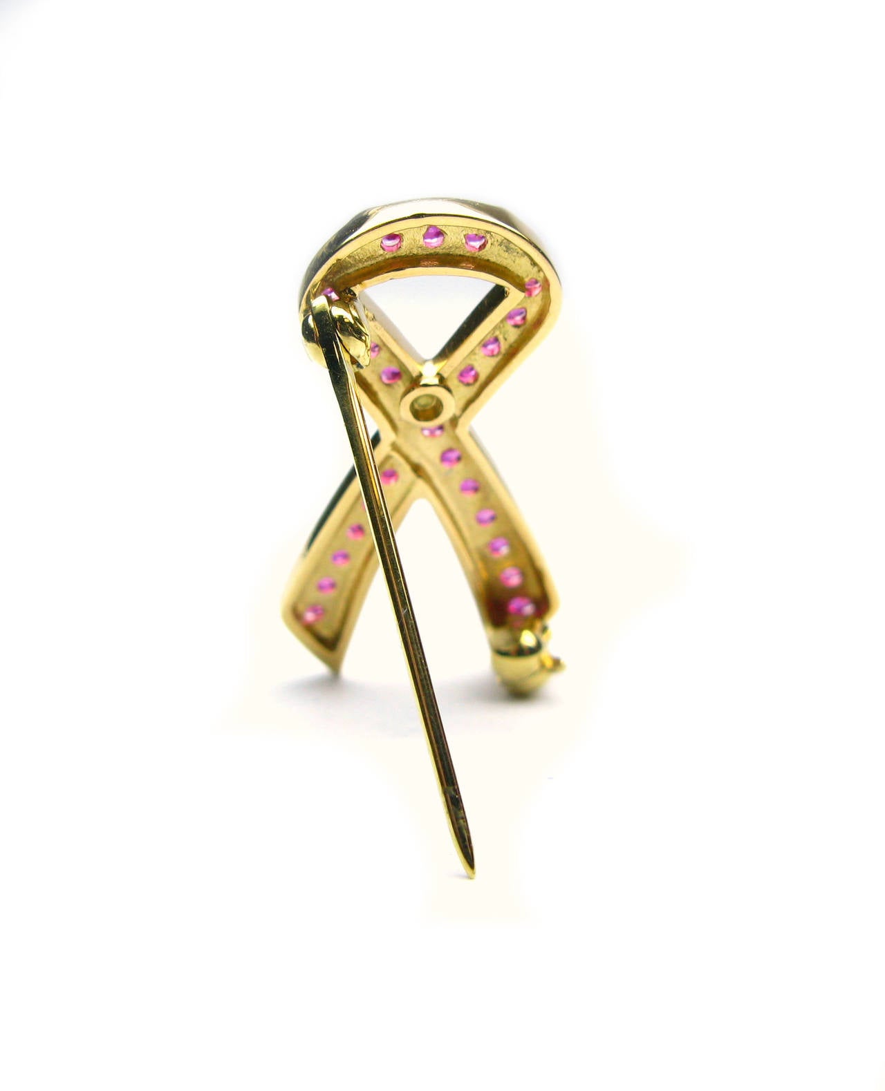 Pink Sapphire Gold Breast Cancer Awareness Pin at 1stDibs