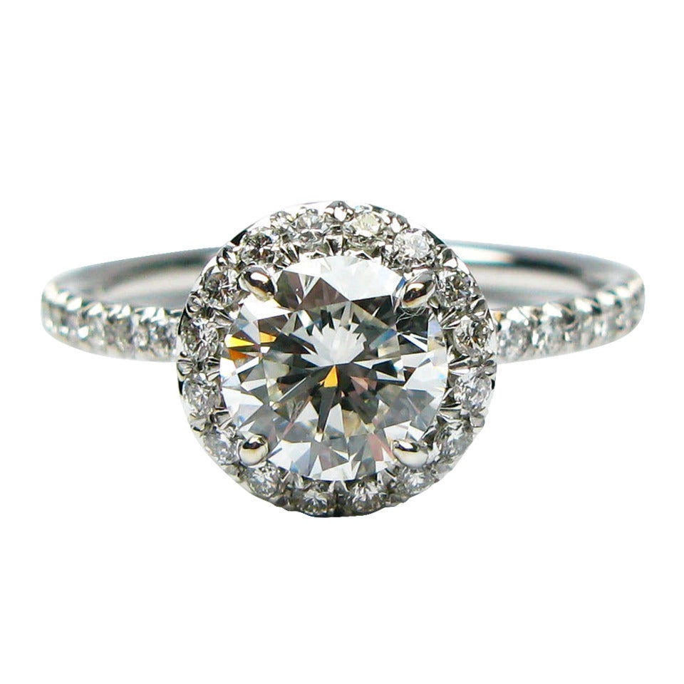 1.01 Carat Round Brilliant Diamond Engagement Ring at 1stDibs