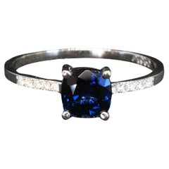 Blue Sapphire Pave Diamond Band Ring For Sale at 1stDibs