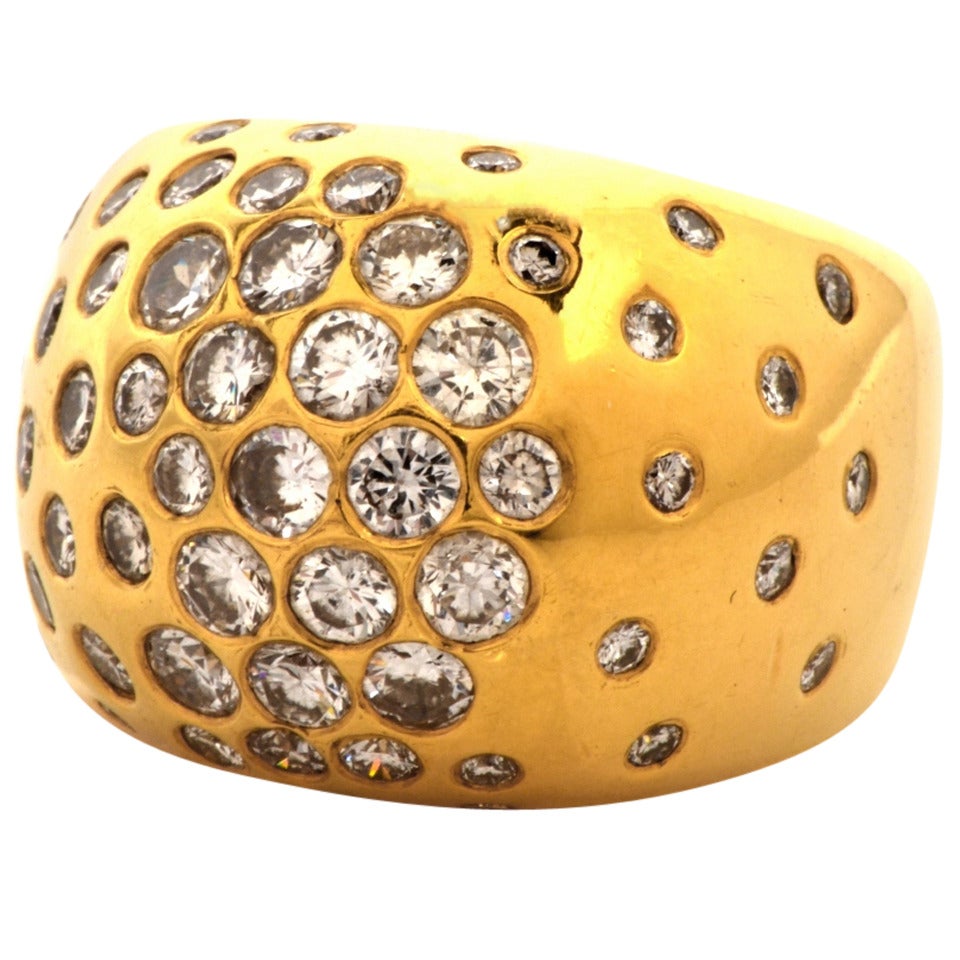 Diamond Gold Dome Cocktail Ring at 1stDibs