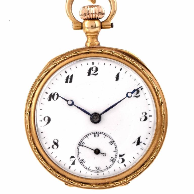 Antique Victorian Lady's Pocket Watch and Detachable Gold Bird Pin at ...