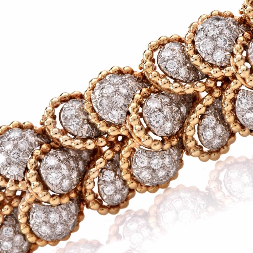 1960s Pave Diamond Gold Rope Bracelet at 1stDibs