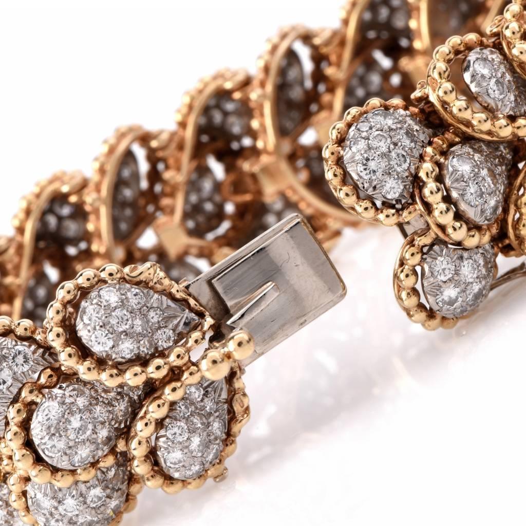 1960s Pave Diamond Gold Rope Bracelet at 1stDibs