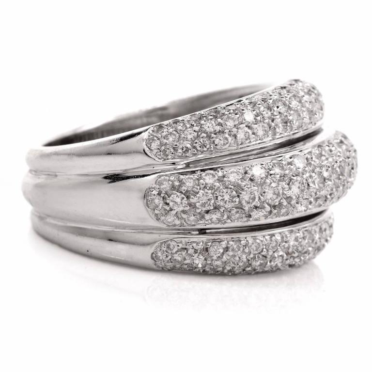 Diamond Gold Cluster Wide Band Ring at 1stDibs