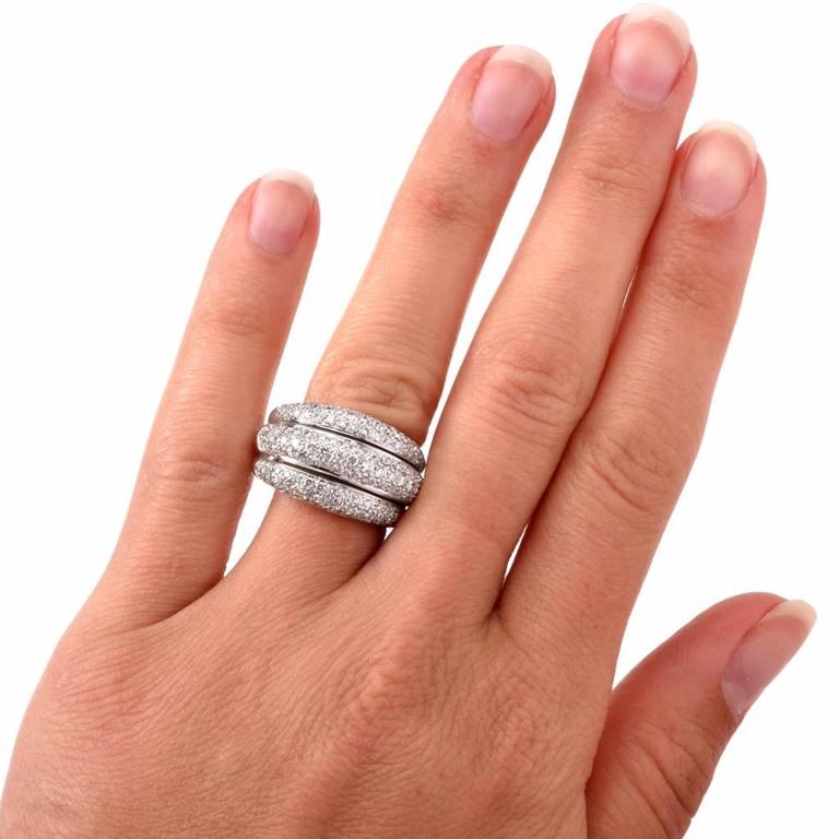 Diamond Gold Cluster Wide Band Ring at 1stDibs