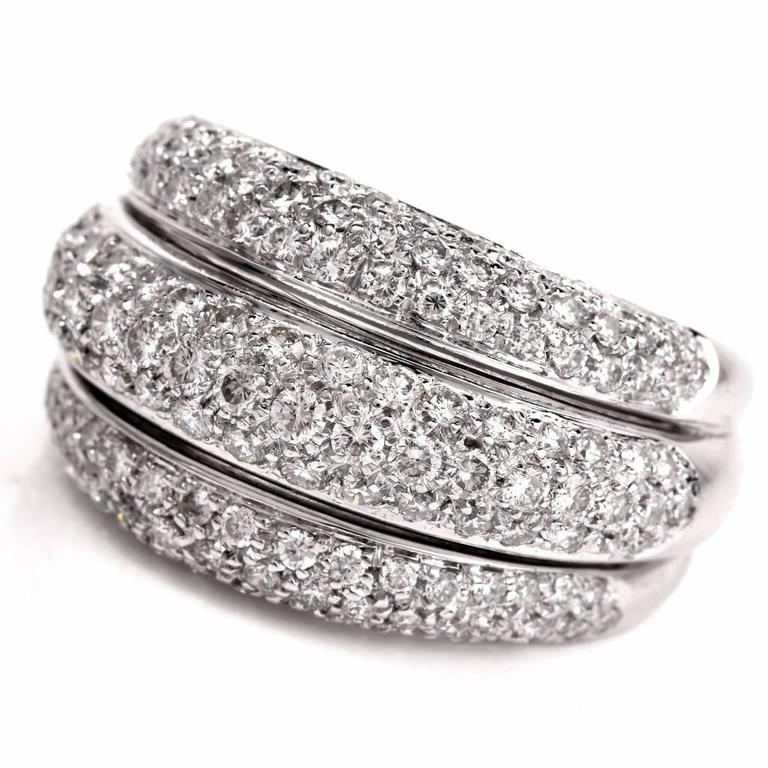 Diamond Gold Cluster Wide Band Ring at 1stDibs