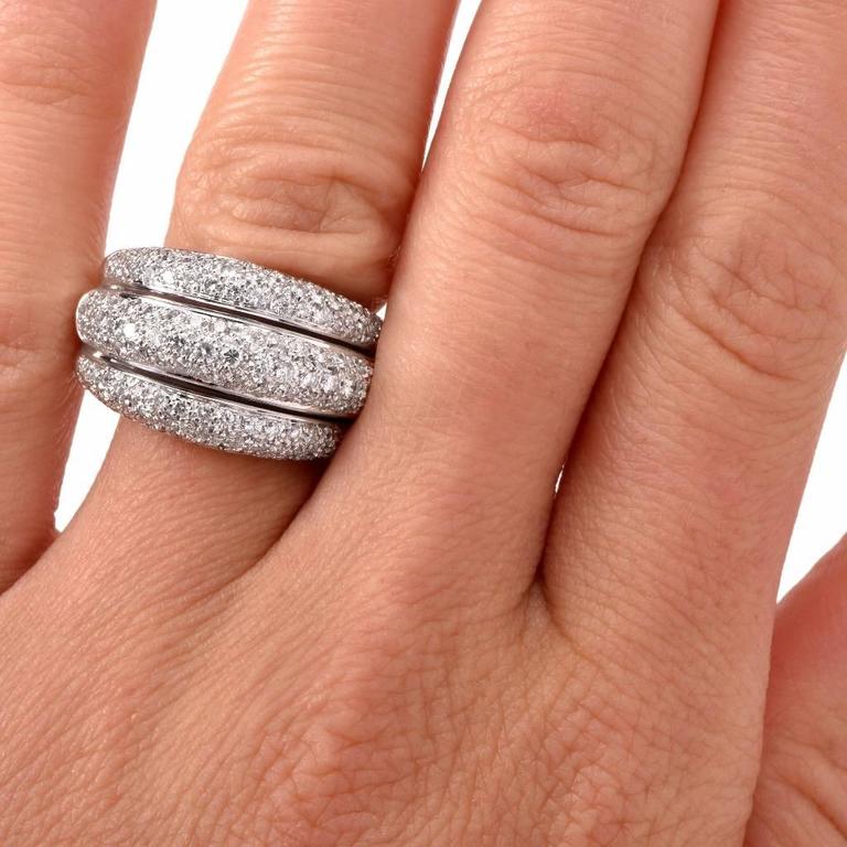 Diamond Gold Cluster Wide Band Ring at 1stDibs