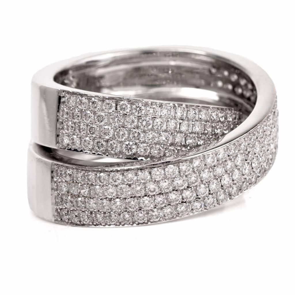 Pave Set DIamond Gold Cluster Band Ring at 1stDibs