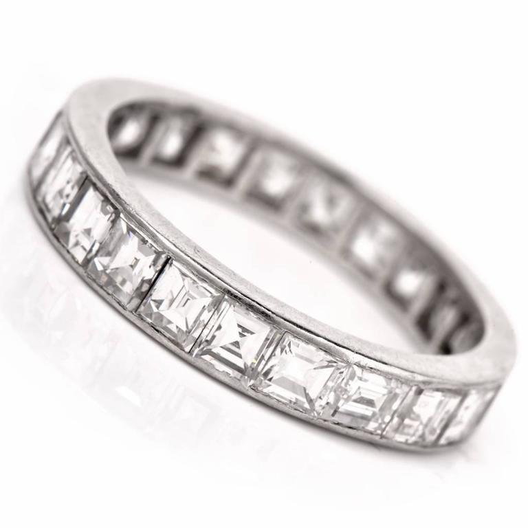 1930s Square Cut Diamond Platinum Eternity Band Ring at 1stDibs
