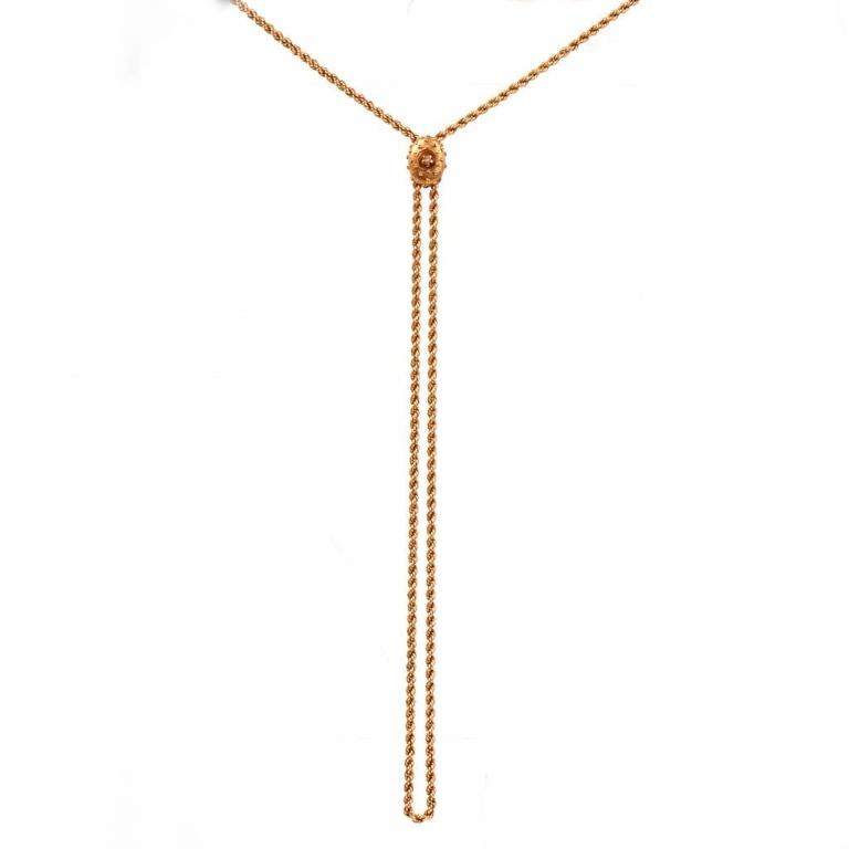 Ladies Gold Twisted Rope Pattern Slide Chain at 1stDibs