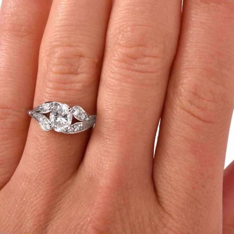 Diamond Platinum Filigree Engagement Ring at 1stDibs