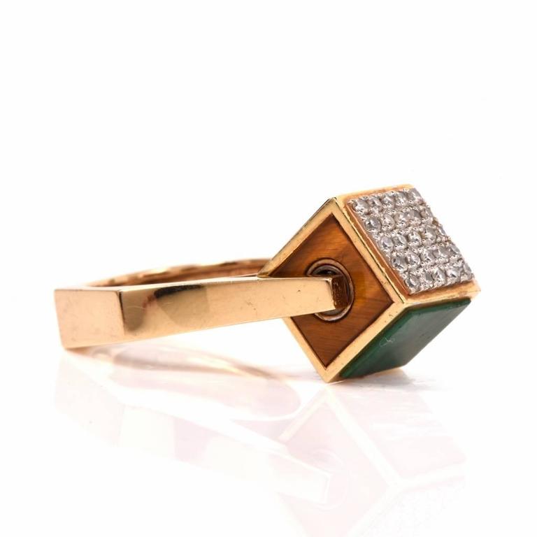 1960s Gem Diamond Gold Dice Ring at 1stDibs