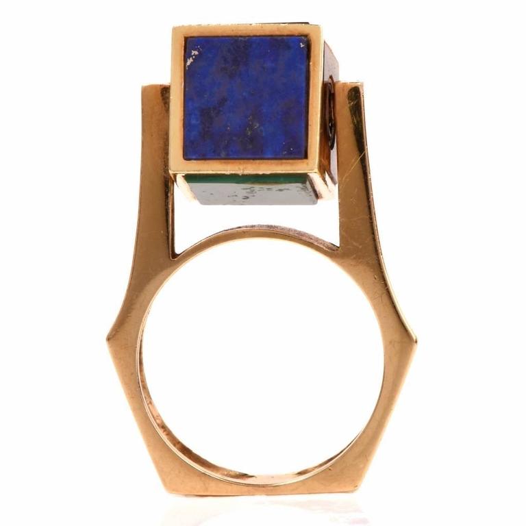 1960s Gem Diamond Gold Dice Ring at 1stDibs