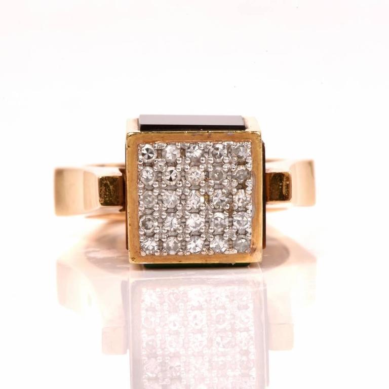 1960s Gem Diamond Gold Dice Ring at 1stDibs