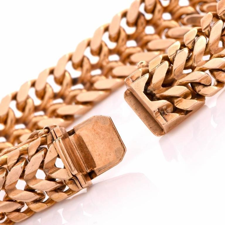 Vintage Retro Heavy 18K Rose Gold Men Link Bracelet at 1stDibs | 18k ...