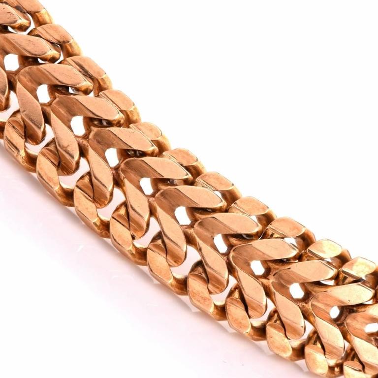 Vintage Retro Heavy 18K Rose Gold Men Link Bracelet at 1stDibs | 18k ...