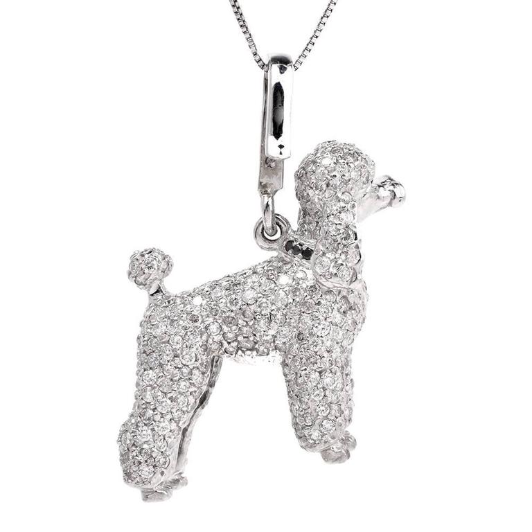 Diamond White Gold Poodle Pendant For Sale at 1stDibs | diamond poodle ...