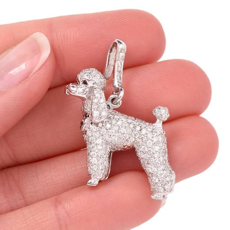 Diamond White Gold Poodle Pendant For Sale at 1stDibs | diamond poodle ...