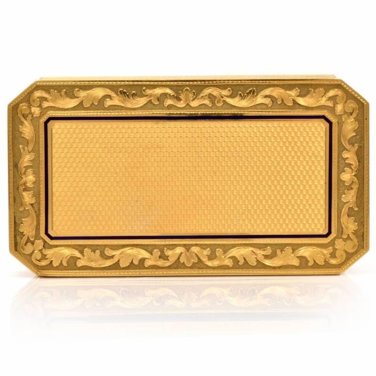 Antique Blue Enamel Gold Box For Sale at 1stdibs
